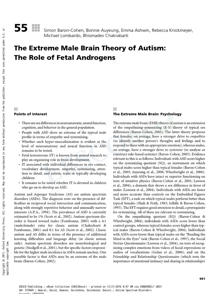 Baron-Cohen - Et Al - 2002 - Extreme Male Brain Theory of Autism | PDF ...