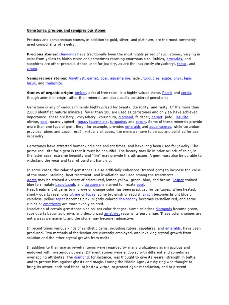 Gemstones, Precious and Semiprecious Stones | PDF | Gemstone | Quartz