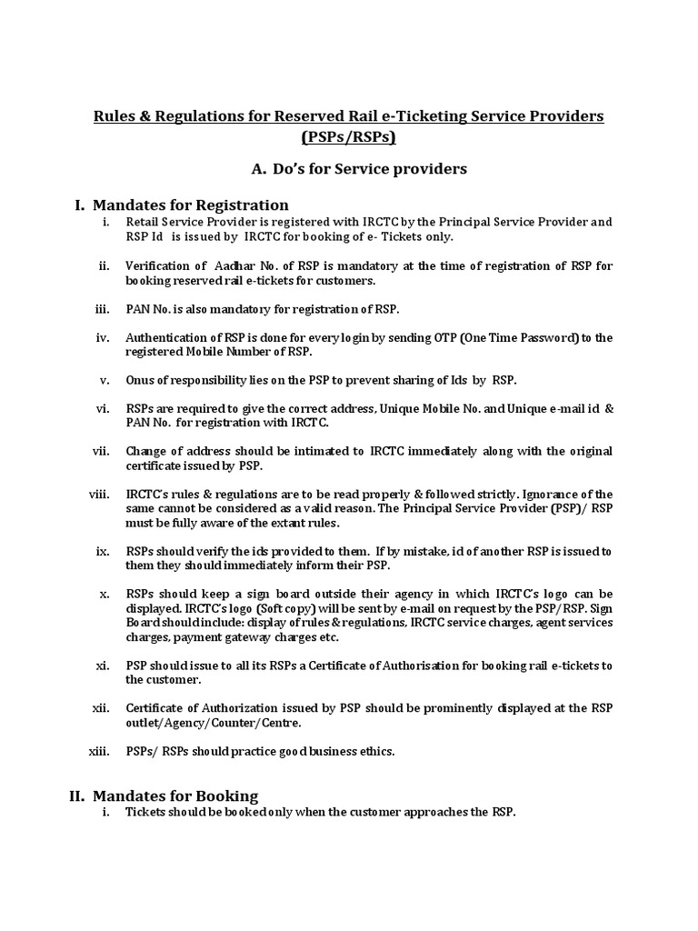 Rules & Regulations For The Agents | PDF