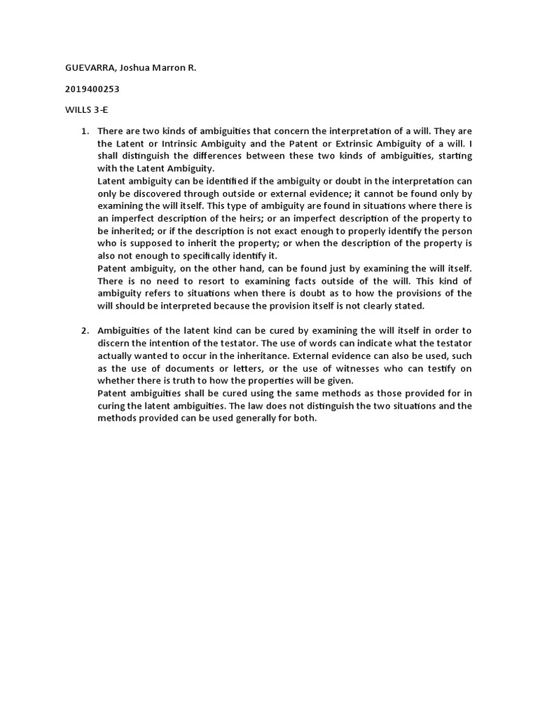 GUEVARRA - Joshua Marron - WILLS - 3E 2 | PDF