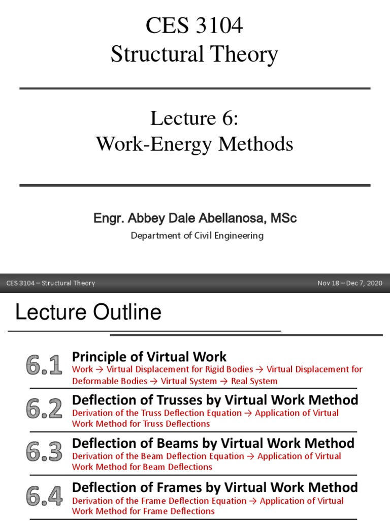 Lecture 6 - Work-Energy Methods | PDF | Beam (Structure) | Physics