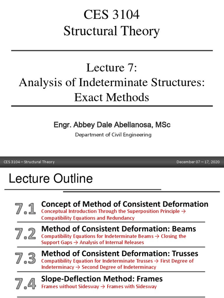 Lecture 7 - Analysis of Indeterminate Structures - Exact Methods-1 ...