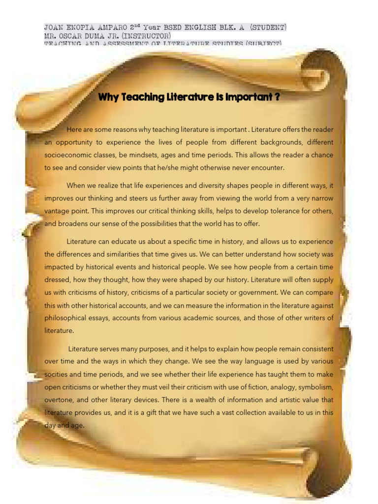 Why Teaching Literature Is Important | PDF | History