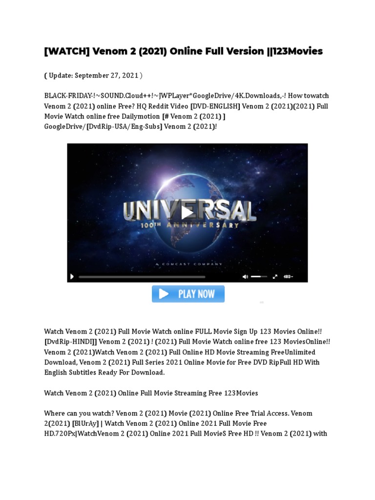 Watch Venom 2 Online 2021 123movies | PDF | Streaming Media | Online ...