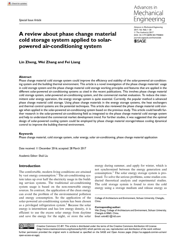 PCM Cold Storage for Solar AC Systems | PDF | Adsorption | Air Conditioning