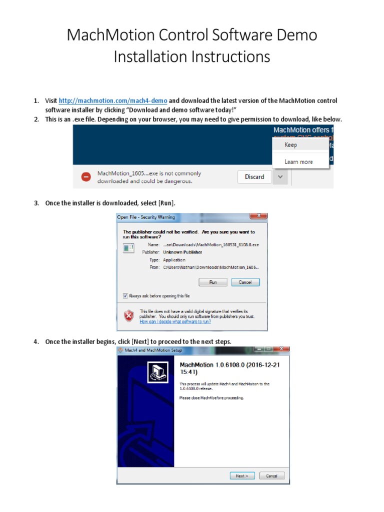 Machmotion Control Software Demo Installation Instructions | PDF