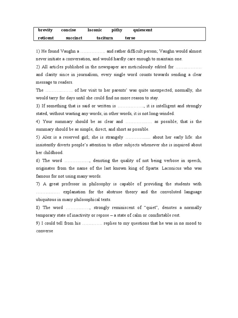 Understanding Brevity and Conciseness | PDF | Language Arts ...