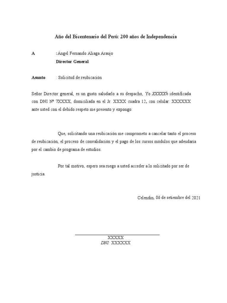 Solicitud Reubicación | PDF