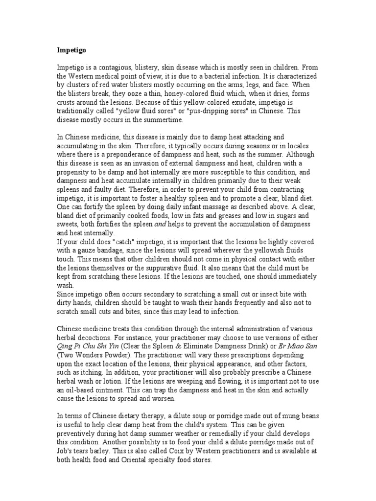 Impetigo and CHM | PDF | Traditional Chinese Medicine | Medical Specialties