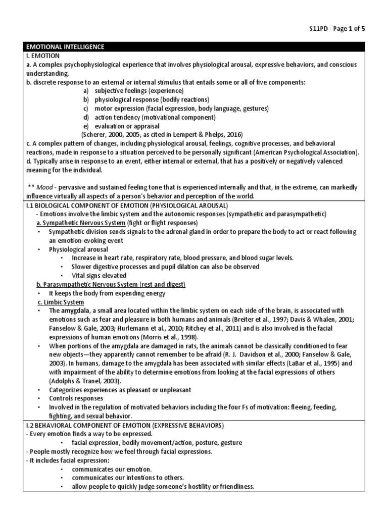 Handout - Emotional Intelligence | PDF | Emotions | Emotional Intelligence