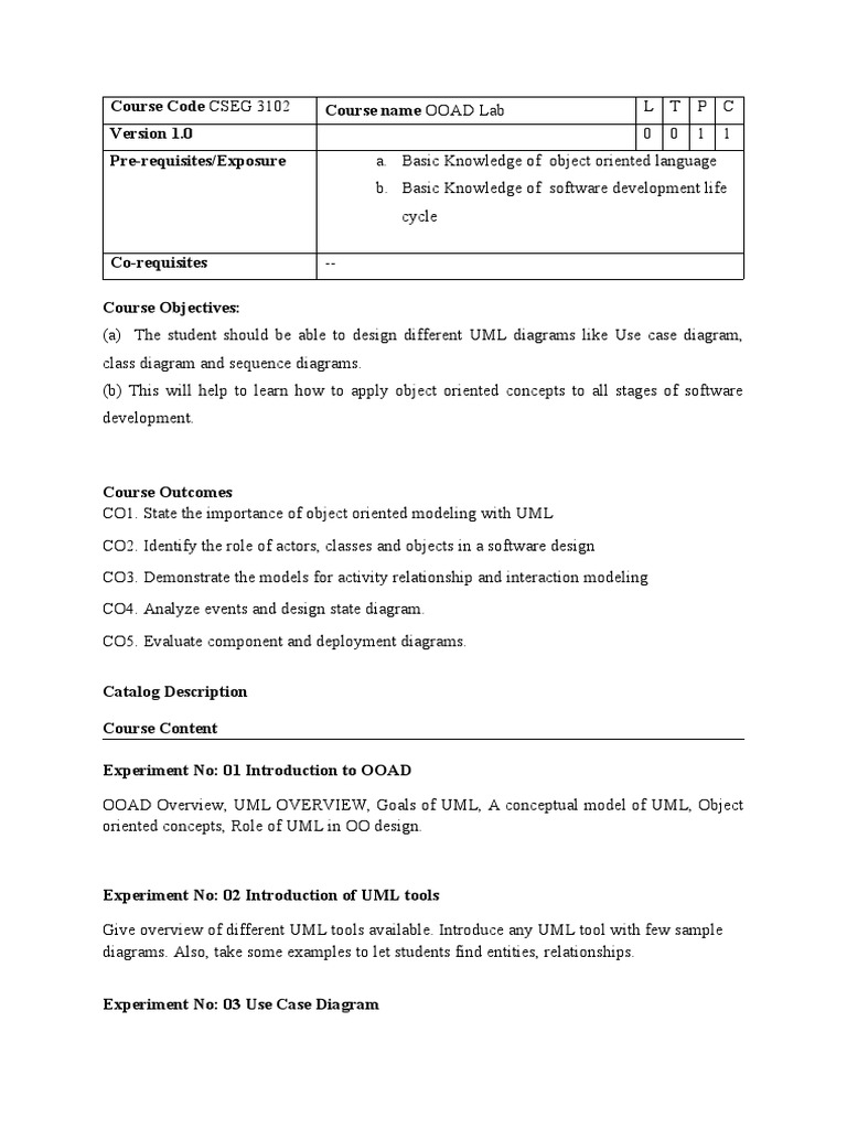 OOAD Course PLan Lab 2021-22 | PDF | Automated Teller Machine | Unified ...