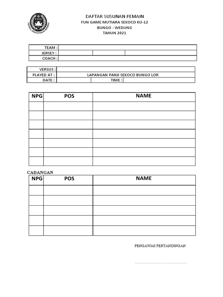 DSP 20 PEMAIN Turnamen Sepakbola | PDF