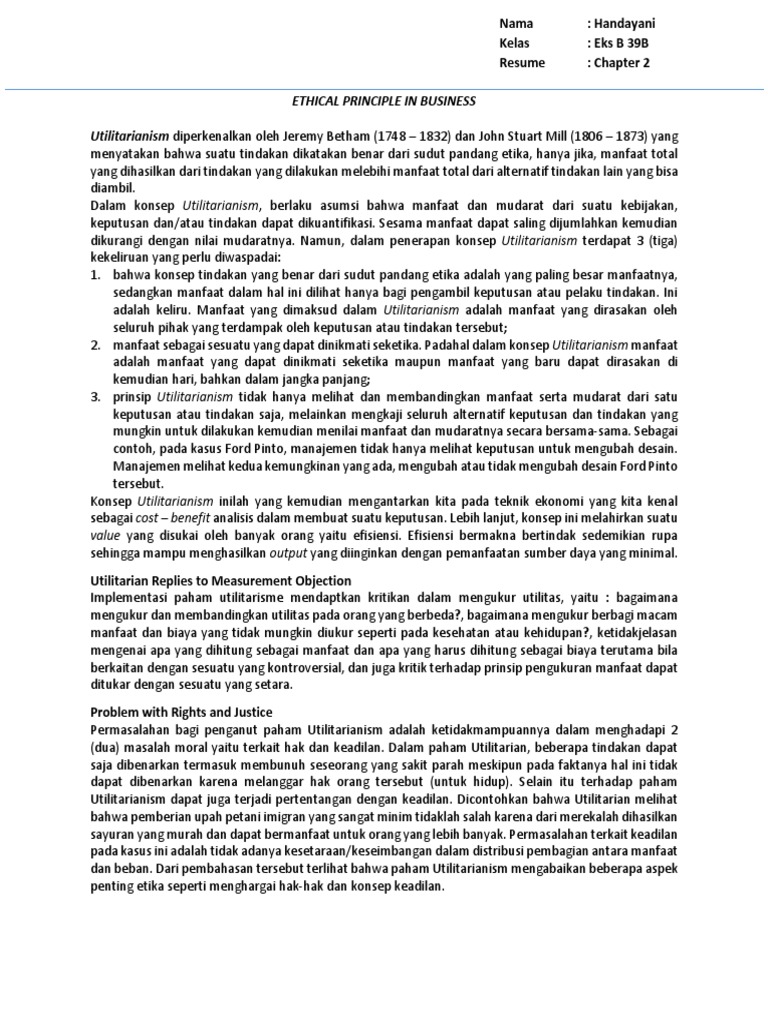 Tugas Etika Bisnis - Resume Chapter 2 | PDF