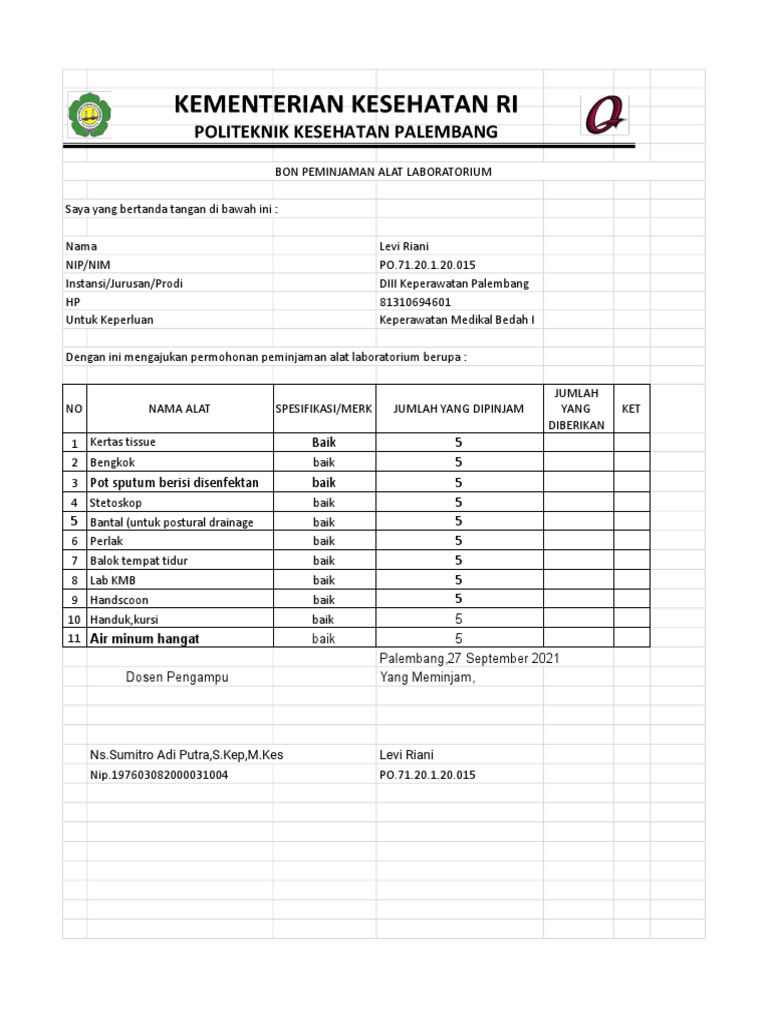 Bon Peminjaman Ruangan | PDF