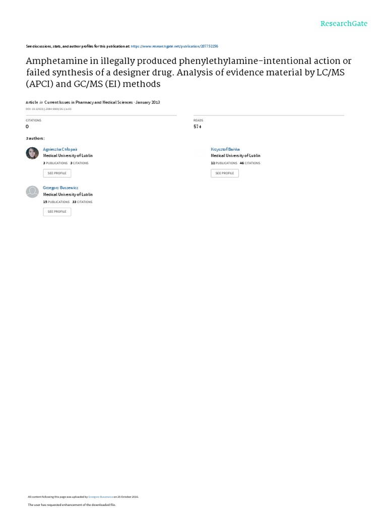 Amphetamine in Illegally Produced Phenylethylamine-Intentional Action ...