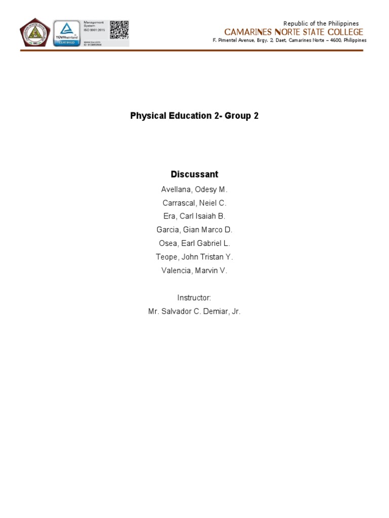 Physical Education 2 Group 2 Elements of Rhythm and Movement | PDF ...
