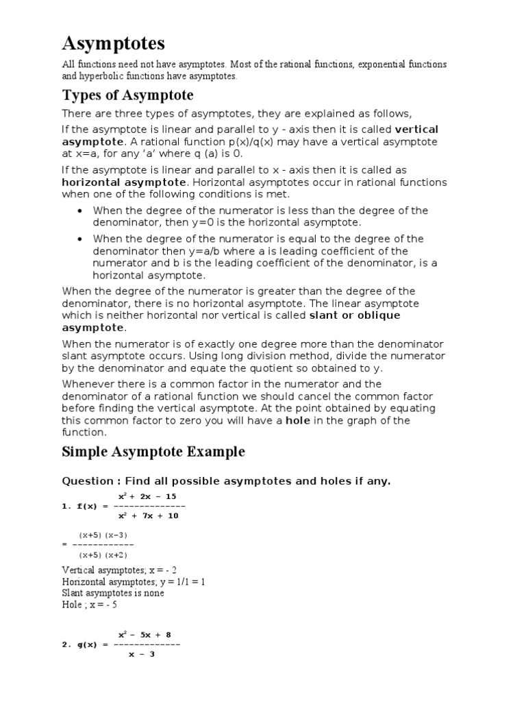 Asymptotes | PDF | Asymptote | Fraction (Mathematics)