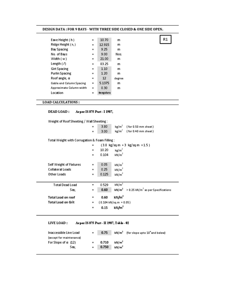 Load Calculations For Peb Str. | PDF | Civil Engineering | Building Engineering