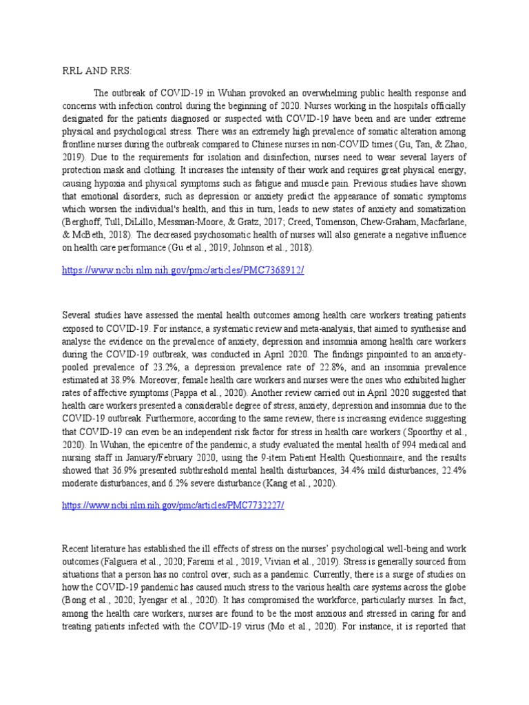 RRL and RRS | PDF | Occupational Burnout | Nursing
