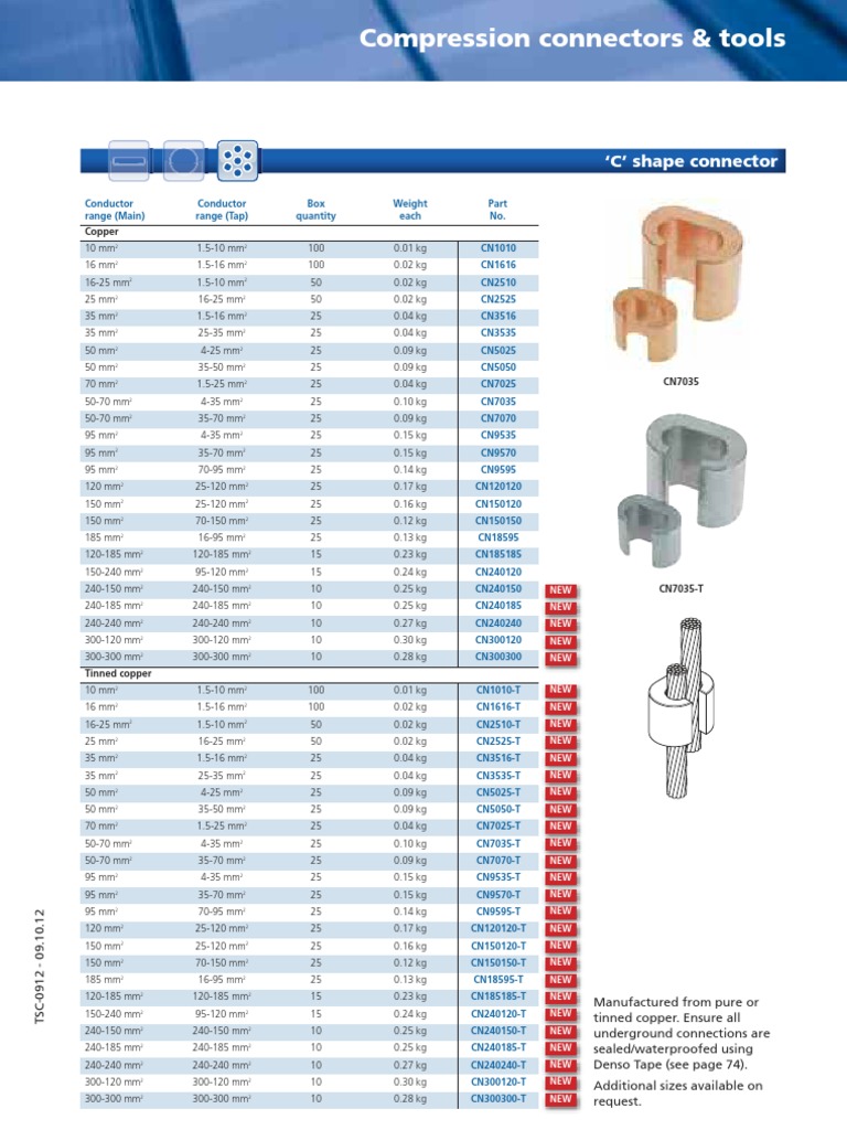 Compression Connectors & Tools: C' Shape Connector | PDF | Electrical ...