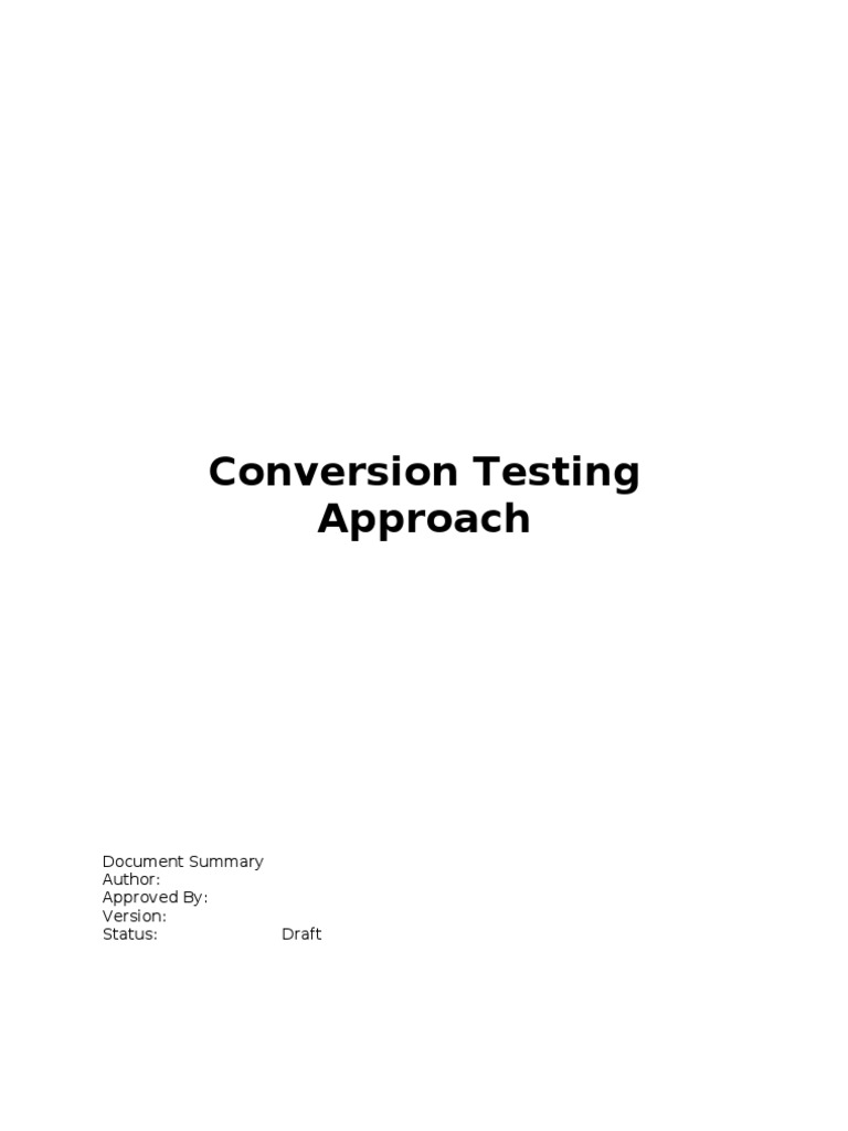Conversion Testing Approach | PDF | Unit Testing | Verification And ...