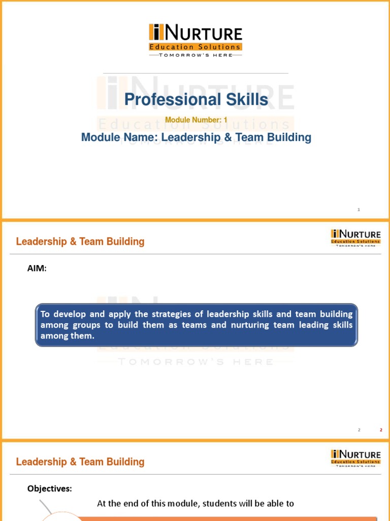 Module-1 - Leadership - Team Building - SV | PDF | Leadership ...