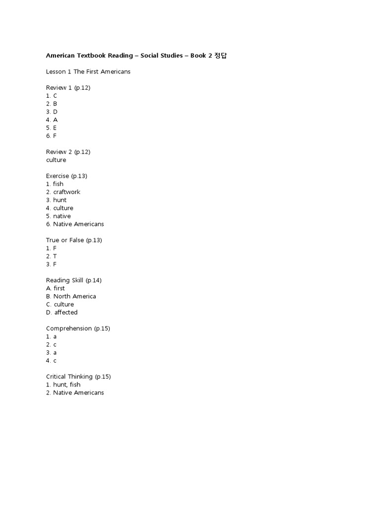 Reading Starter 2 Answer Key | PDF | History