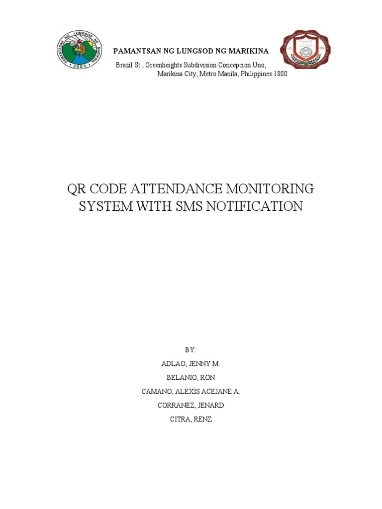 QR Code Attendance Monitoring System With Sms Notification: Pamantsan ...