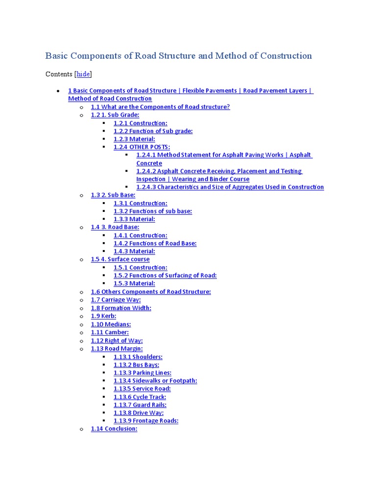 Basic Components of Road Structure and Method of Construction | PDF ...