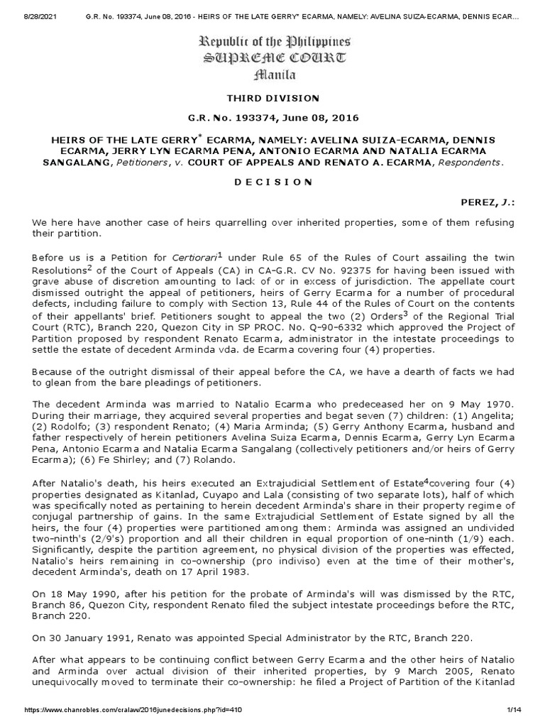 Ecarma v. CA | PDF | Brief (Law) | Appeal