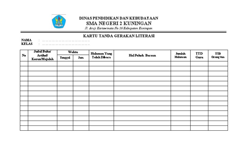 Kartu Tanda Literasi | PDF