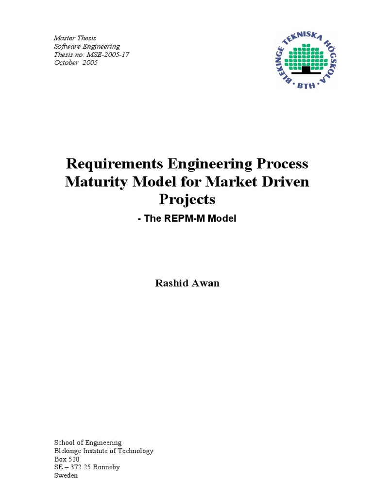 Requirements Engineering Process Maturity Model For Market Driven ...