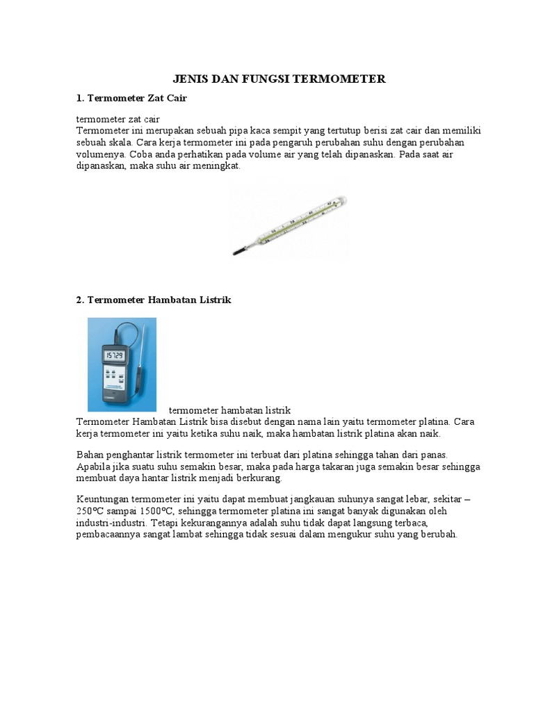 Jenis dan Fungsi Termometer Beragam | PDF