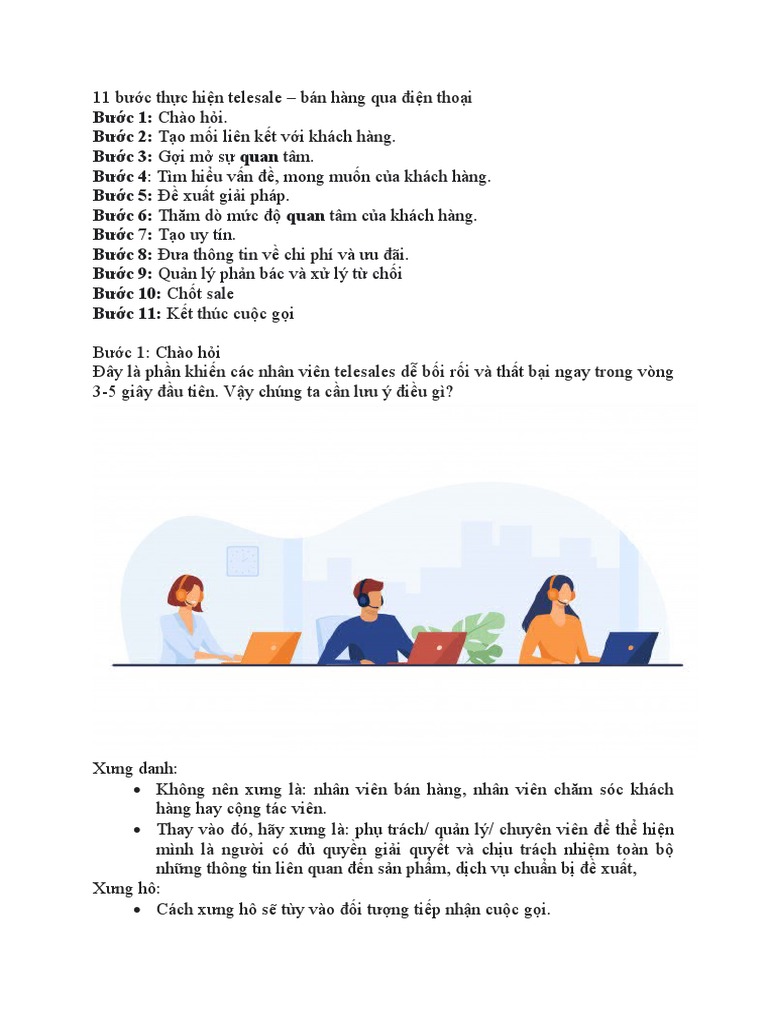 11 bước thực hiện telesale | PDF
