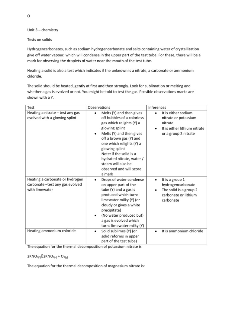 Chemistry Unit 3 Notes | PDF