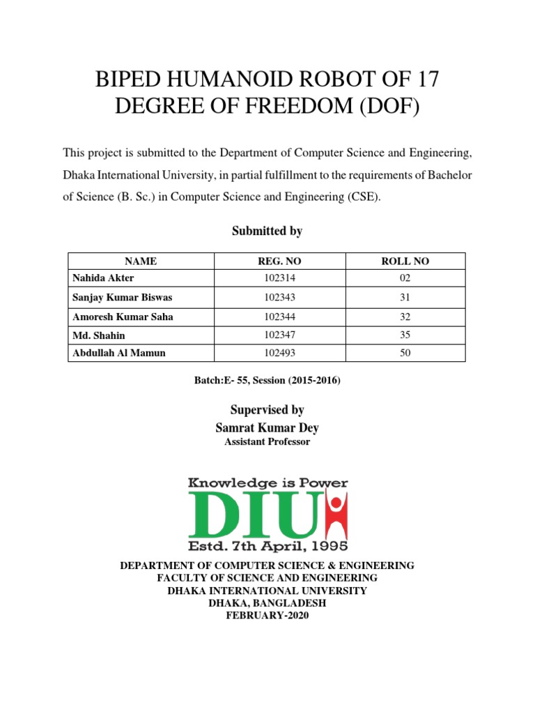 Biped Humanoid Robot of 17 Degree of Freedom (Dof) | PDF | Science ...