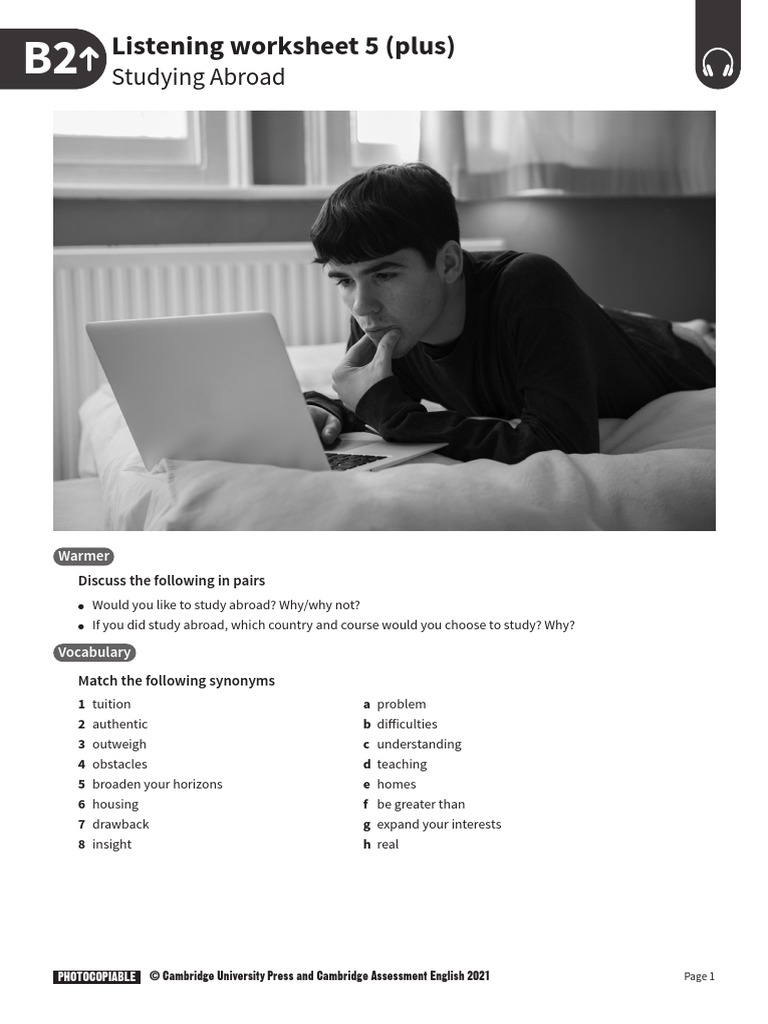 B2 First Listening Worksheet 5 | PDF | International Student | Question