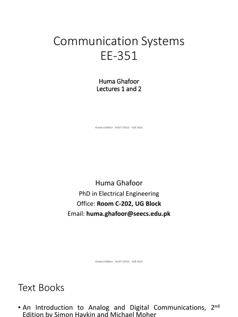 Fall 2021 Lectures 1 And 2 Pdf Data Transmission Communications System