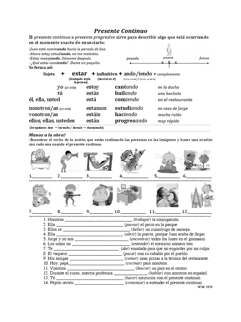 Presente Continuo (En Español) PDF (Ando, Iendo) Espagnol | PDF