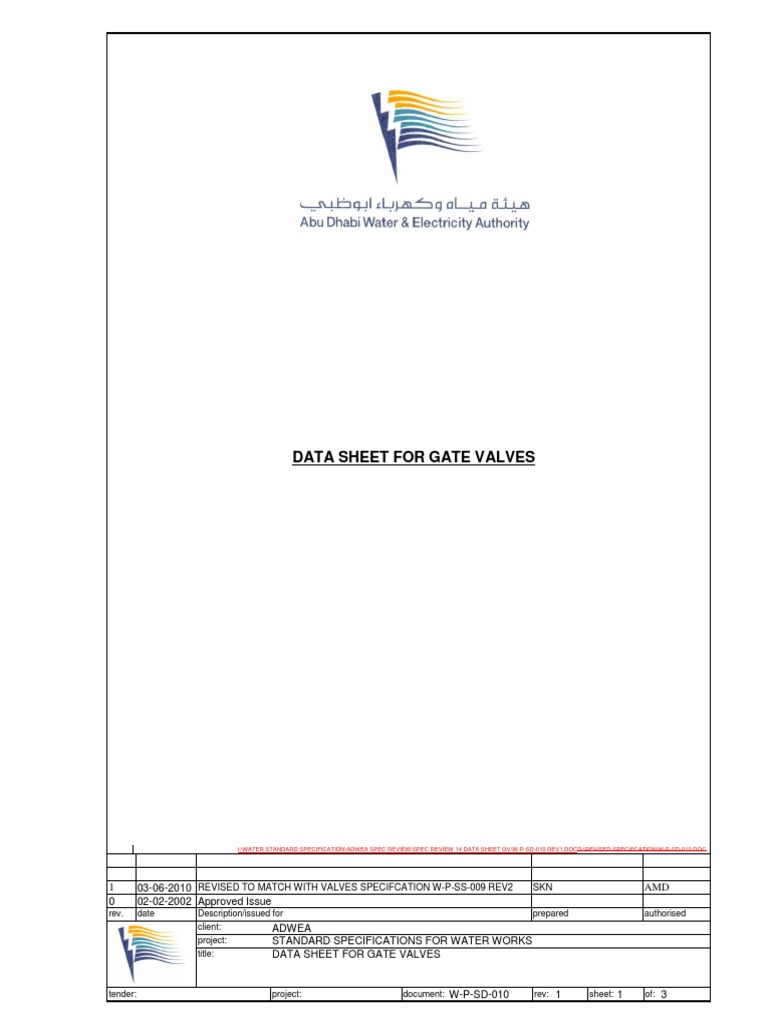 Data Sheet For Gate Valves | PDF | Specification (Technical Standard ...