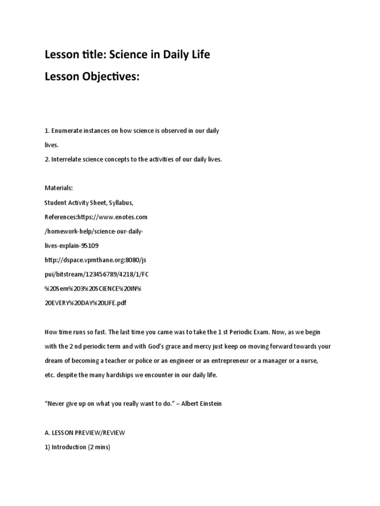 Science in Daily Life | PDF | Experiment | Hypothesis