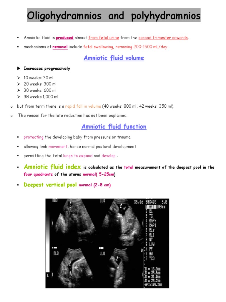 18 - Oligohydramnios and Polyhydramnios | PDF | Fetus | Clinical Medicine