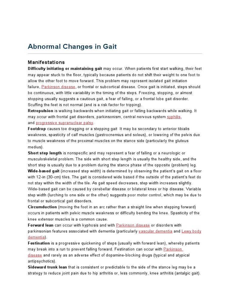 Abnormal Changes in Gait | PDF | Balance (Ability) | Strength Training