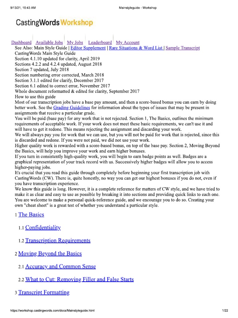 Casting Words Guidelines PDF
