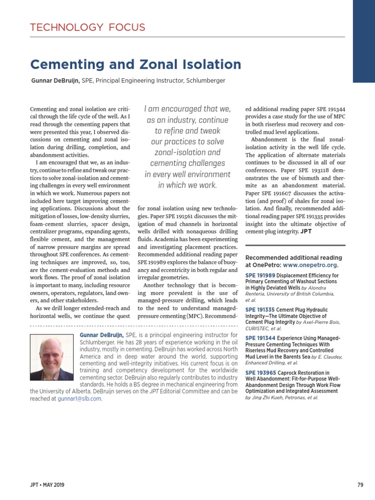 Cementing and Zonal Isolation: Technology Focus | PDF | Oil Well