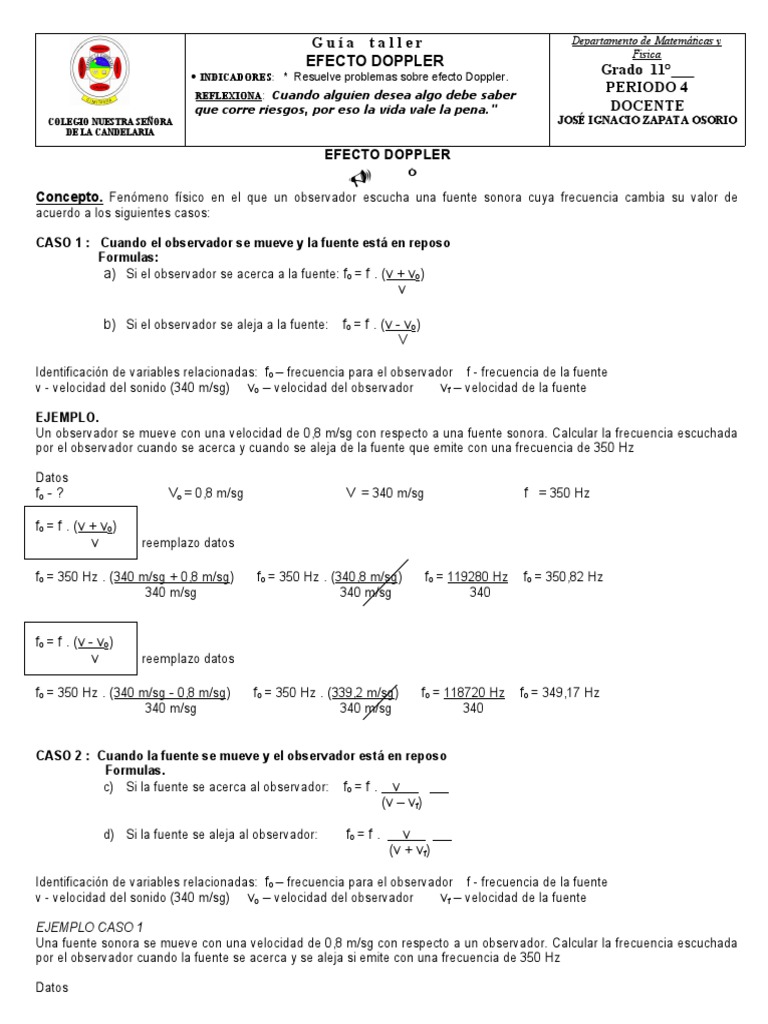 Guia Efecto Dopleer 2020 | PDF | Efecto Doppler | Sonido