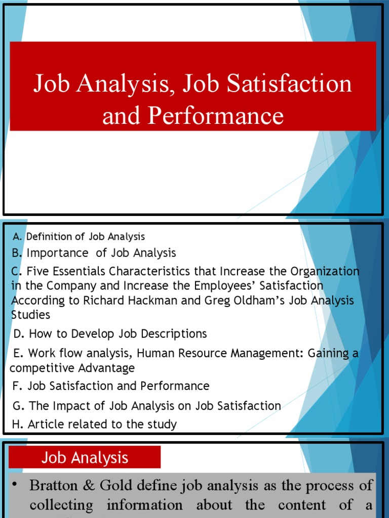 Job Analysis, Job Satisfaction and Performance | PDF | Job Satisfaction ...