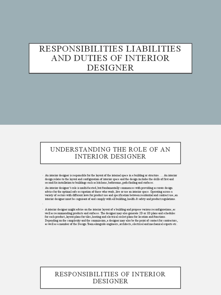 Responsibilities Liabilities and Duties of Interior Designer | PDF ...