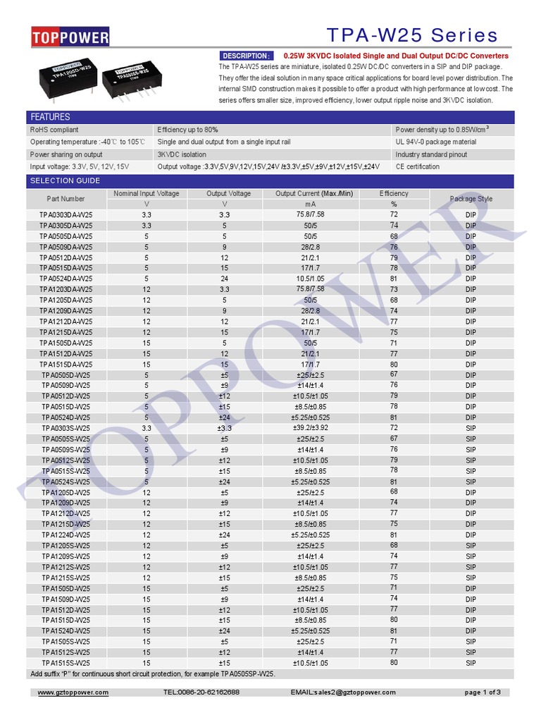 Tpa W25 | PDF | Electric Power | Electrical Components