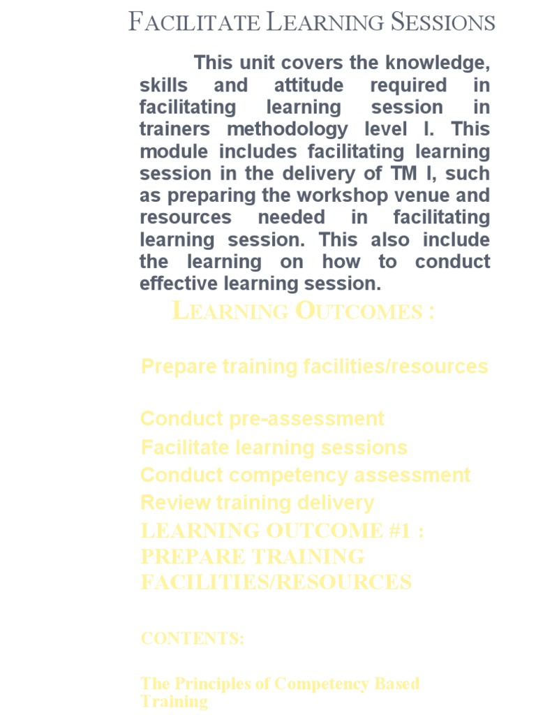 Facilitate Learning Sessions | PDF | Educational Technology | Learning